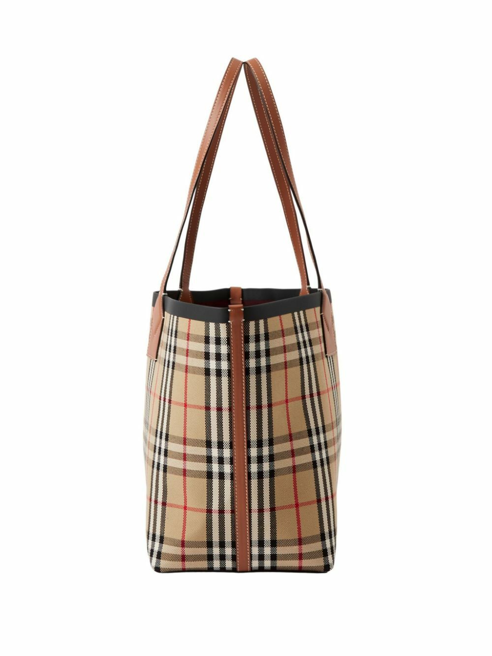 BURBERRY - Check Motif Shopping Bag Burberry