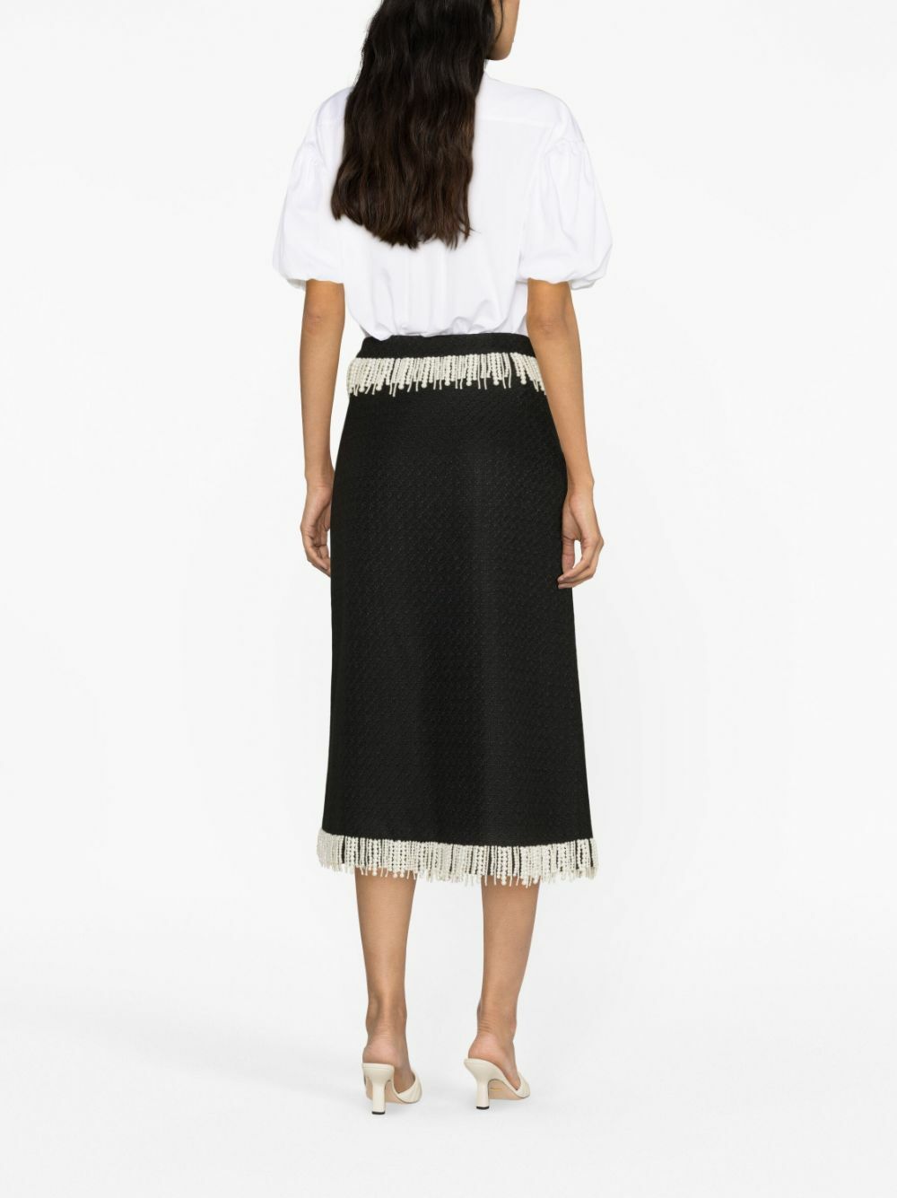 Huishan Zhang Black Victoria Tweed Midi Skirt Huishan Zhang