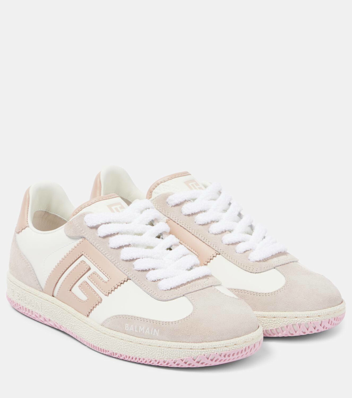 Balmain Swan suede-trimmed leather sneakers Balmain