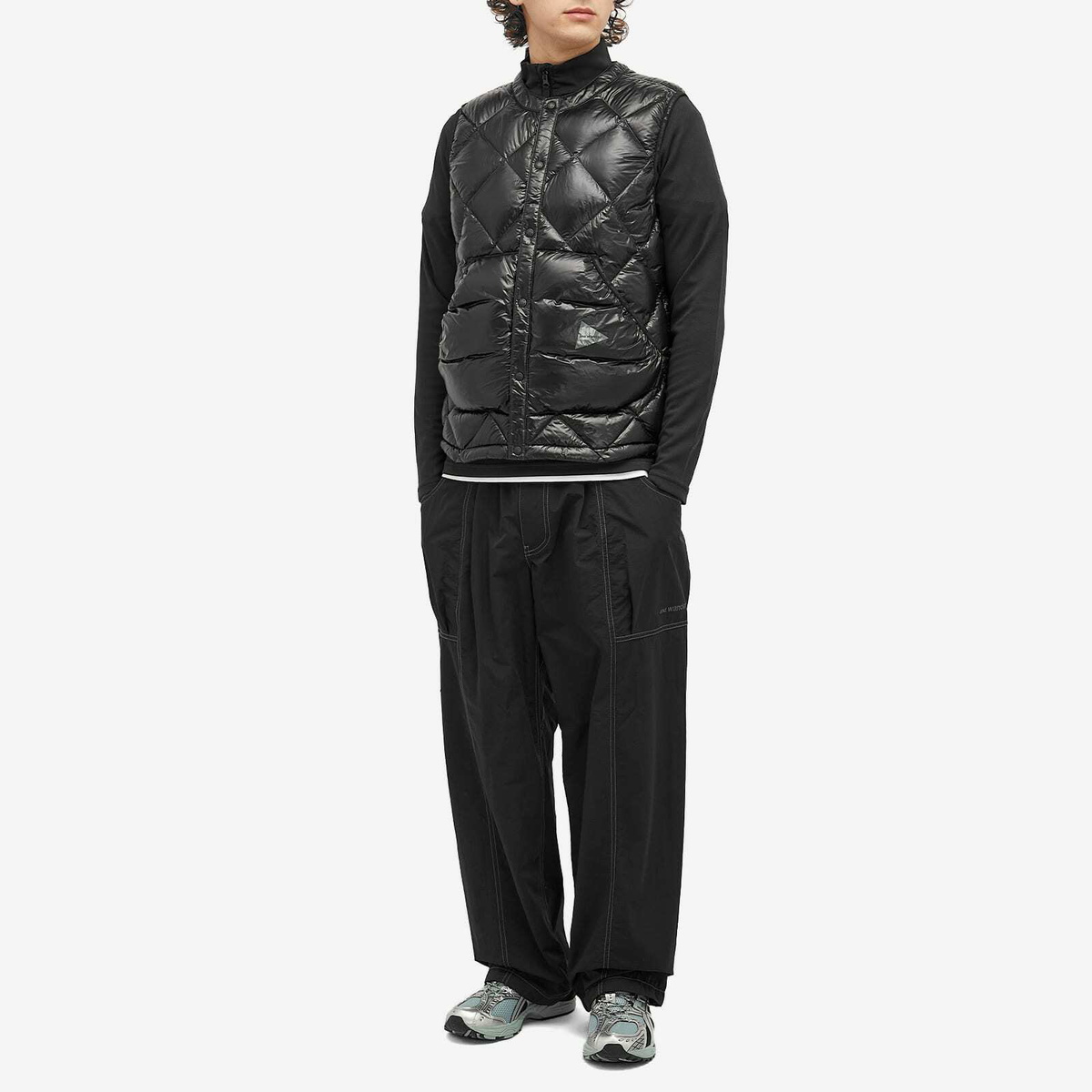 and wander Diamond Stitch Down Vest in Black and Wander