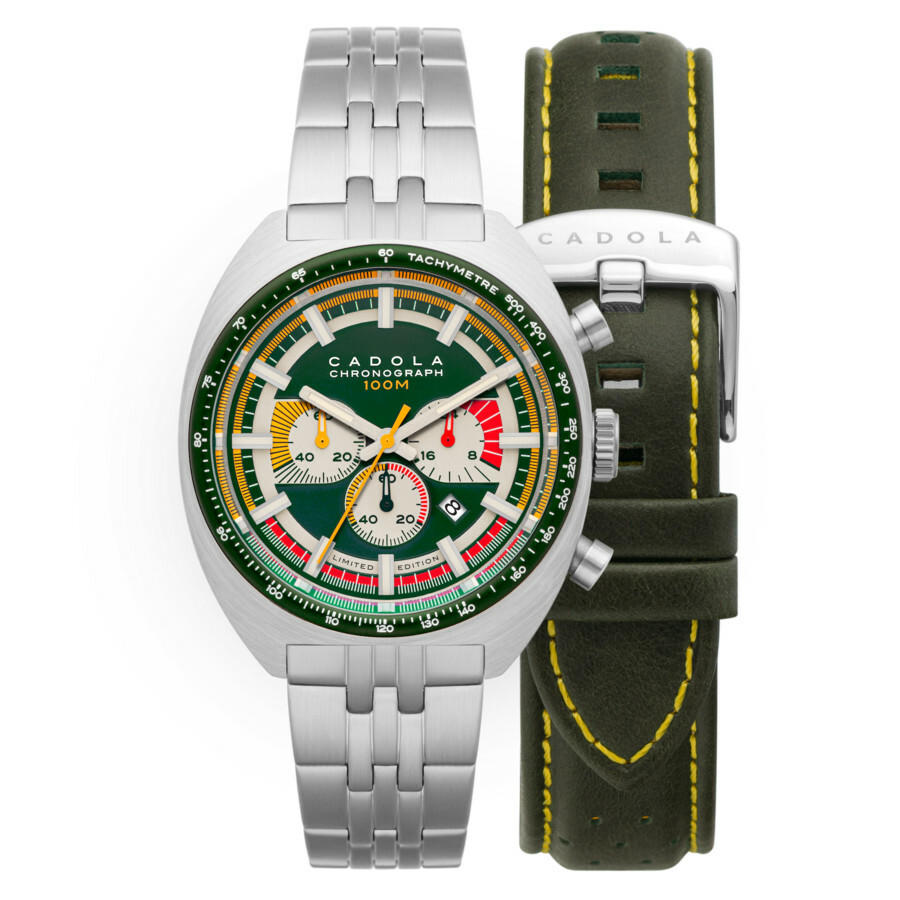 Cadola 1977 Chronograph Quartz Green Dial Mens Watch CD-1023-44 Cadola