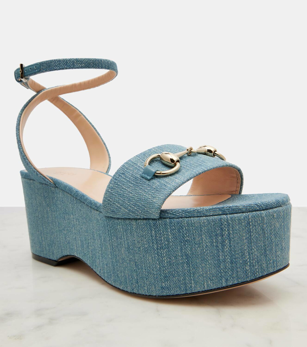 Gucci Horsebit denim platform sandals Gucci