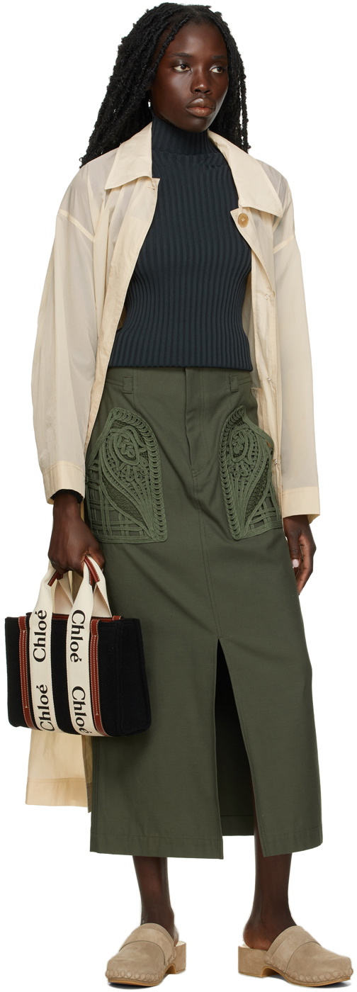 Chloé Black & Brown Small Wool Woody Tote Chloe