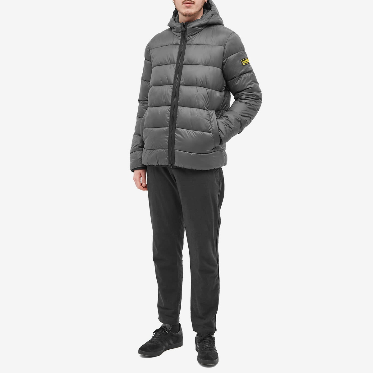 Barbour Men's International Bobber Quilt Jacket in Charcoal Barbour