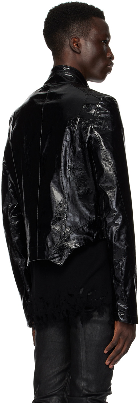 Julius Black Coated Leather Jacket Julius
