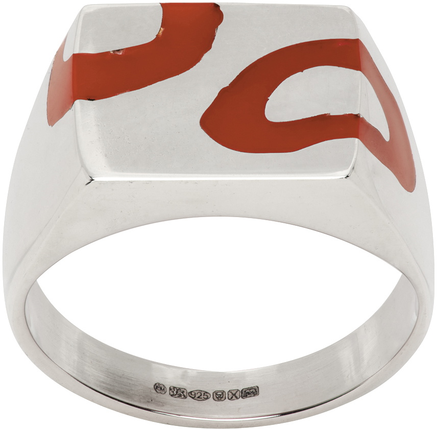 Ellie Mercer Silver & Red Two Loops Ring