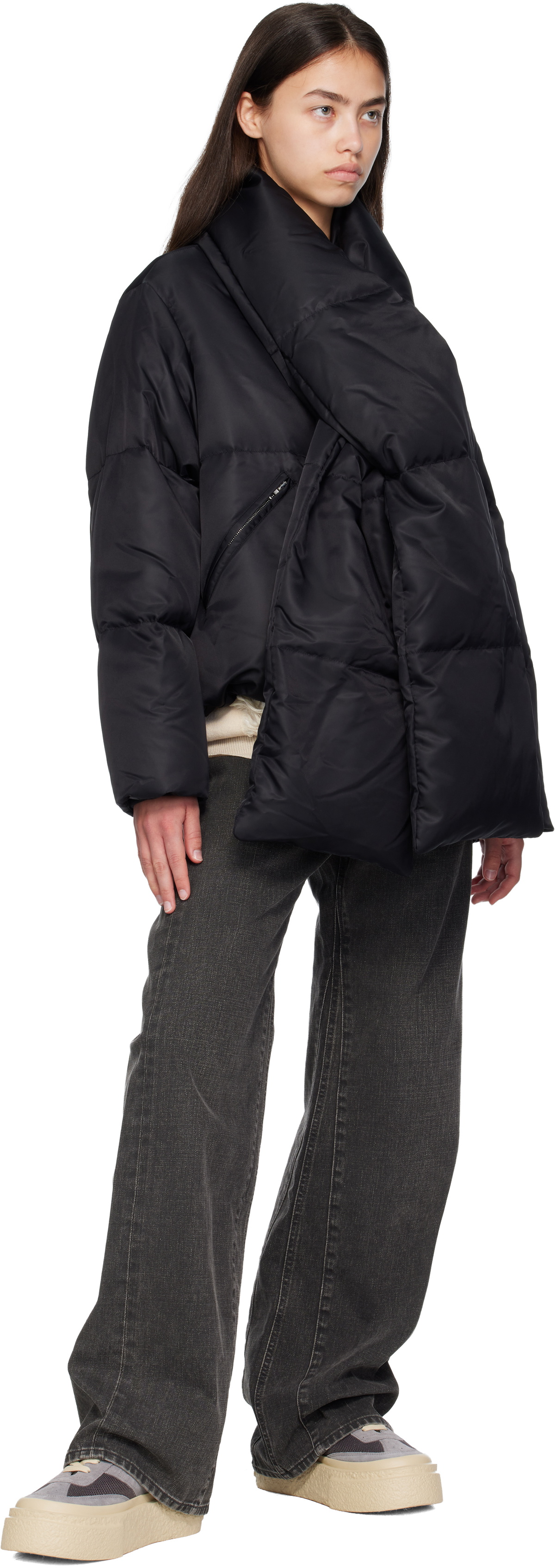 MM6 Maison Margiela Black Scarf Down Jacket MM6 Maison Margiela