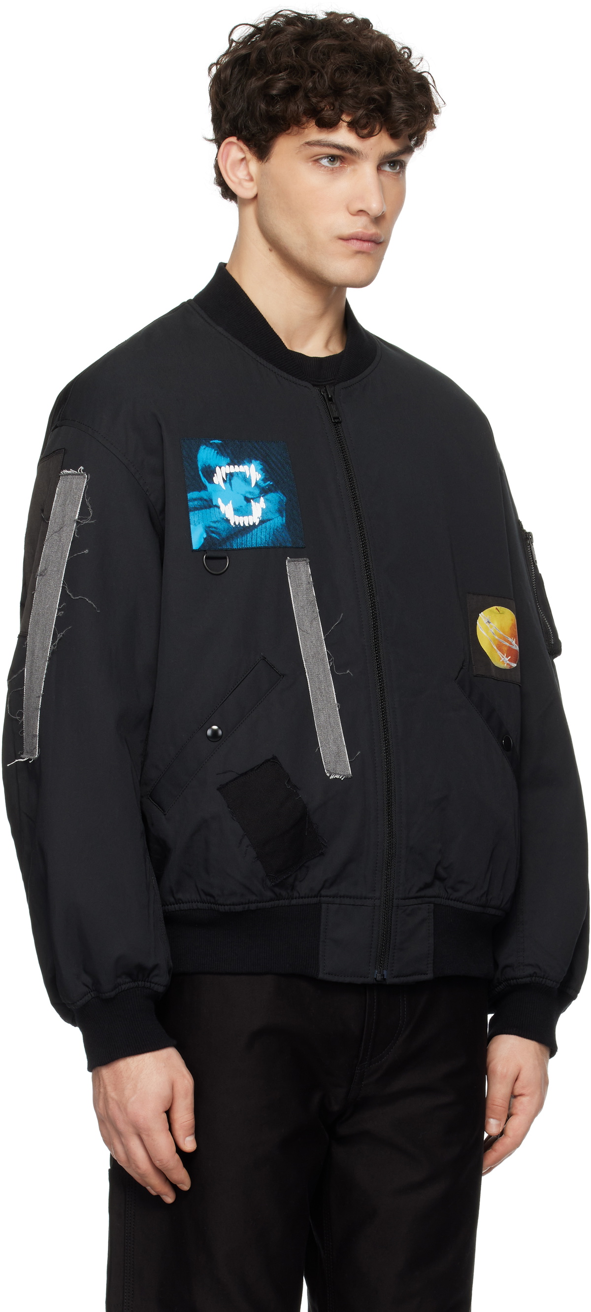 UNDERCOVER Black Appliqué Bomber Jacket Undercover