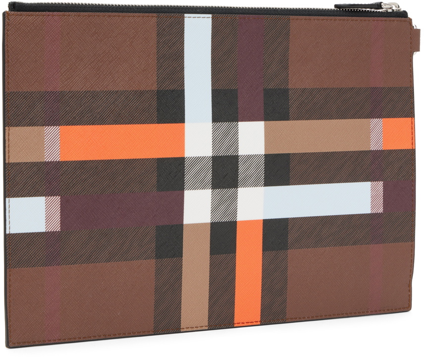 Burberry Brown Color Block Zip Pouch Burberry
