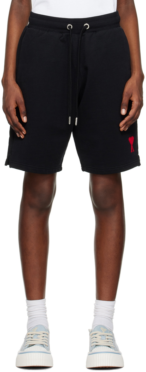 AMI Paris Black Ami de Cœur Shorts AMI