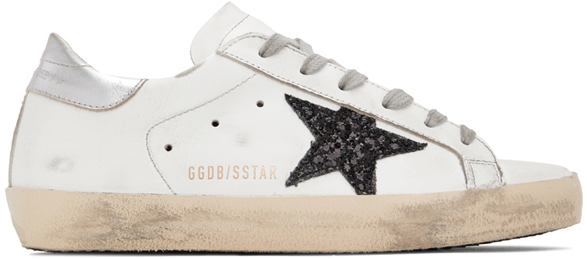 Golden Goose SSENSE Exclusive White Glitter Superstar Sneakers Golden ...