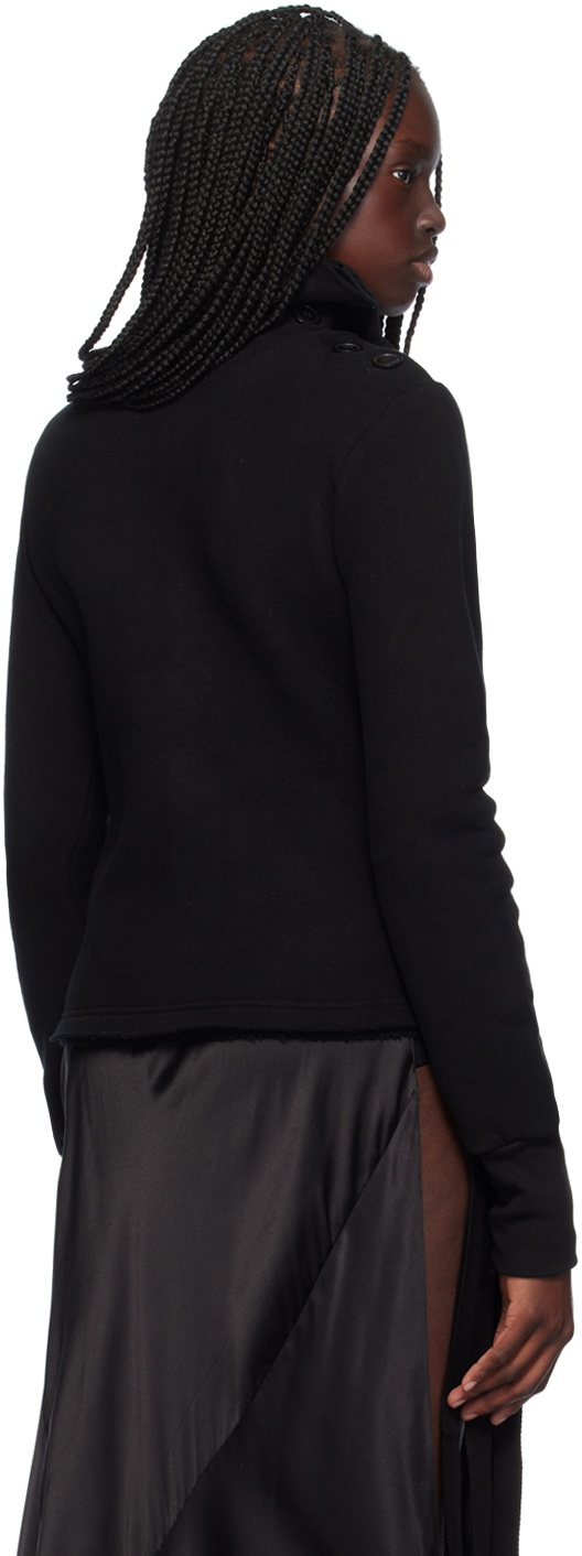 YOHJI YAMAMOTO Black R-Back Side Button Turtleneck Yohji Yamamoto
