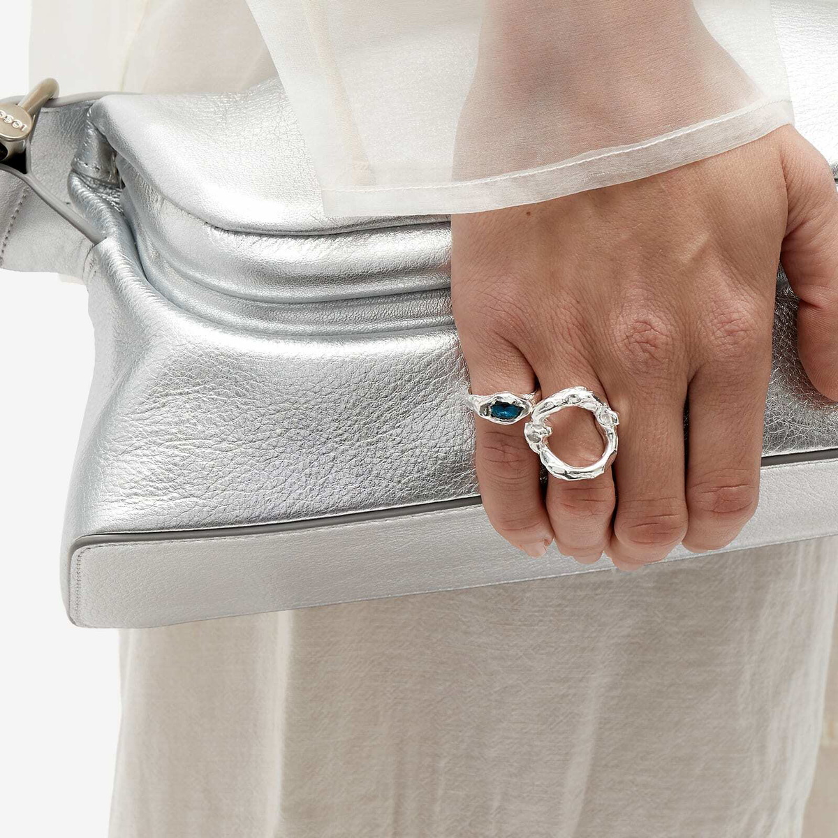 Simuero Women's Faro Ring in Silver/Topaz Simuero