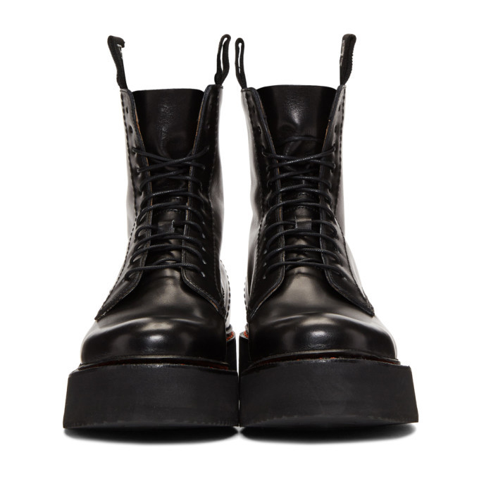 R13 Black Stack Platform Lace-Up Boots R13