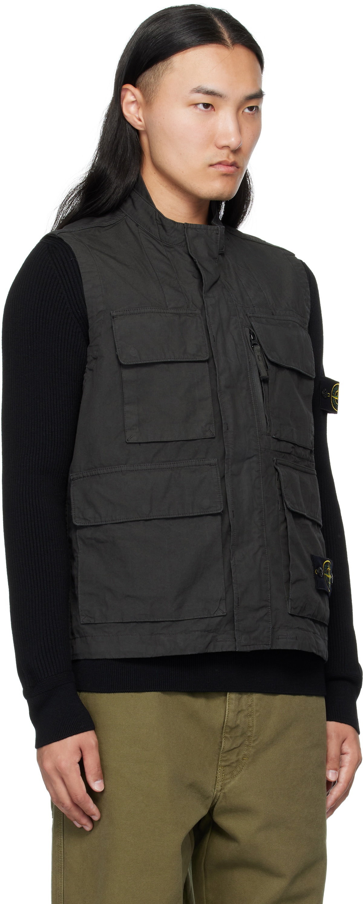 Stone Island Black G100001 Canvas Weave Cotton Vest Stone Island