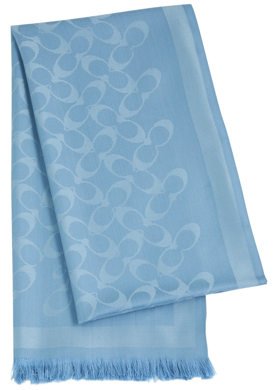 Coach Signature C Logo-jacquard Scarf - Blue - One Size Coach