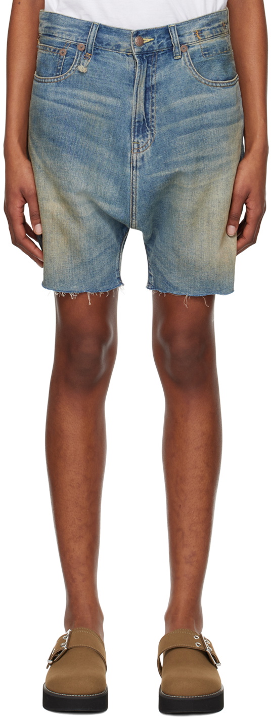 R13 Indigo Marky Drop Denim Shorts R13