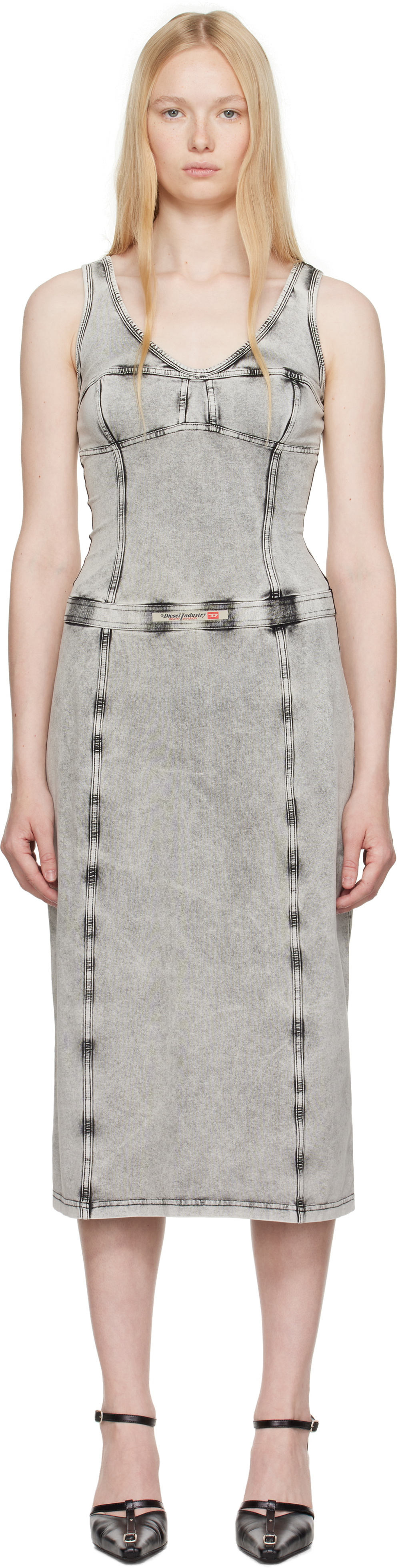 Diesel Gray D-Inny Midi Dress Diesel