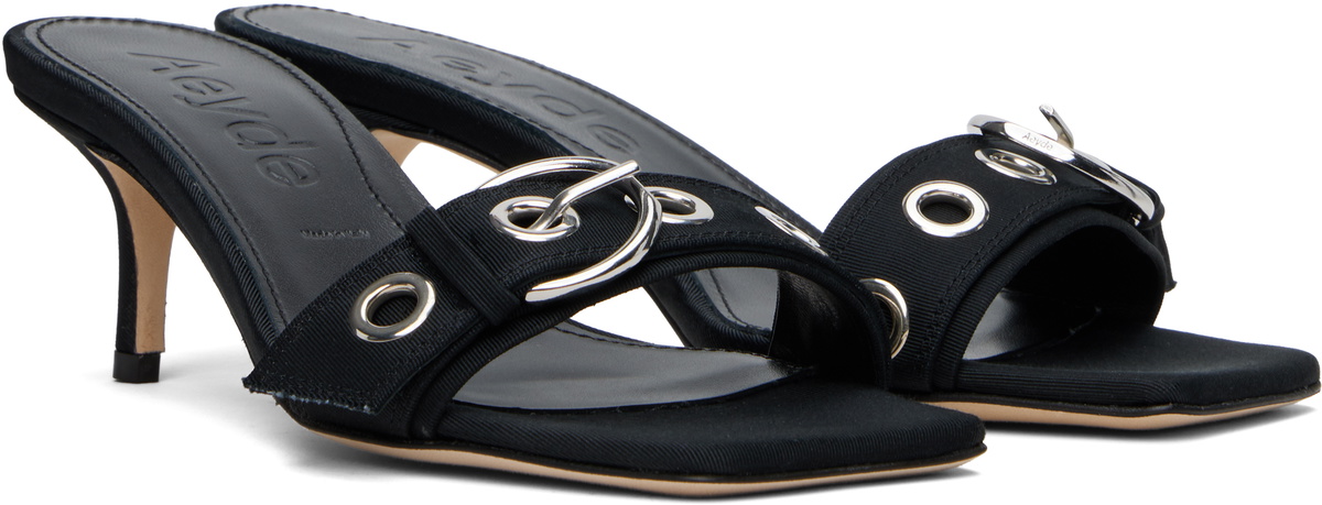 Aeyde Black Ilvy Eyelet Grosgrain Mules Aeyde