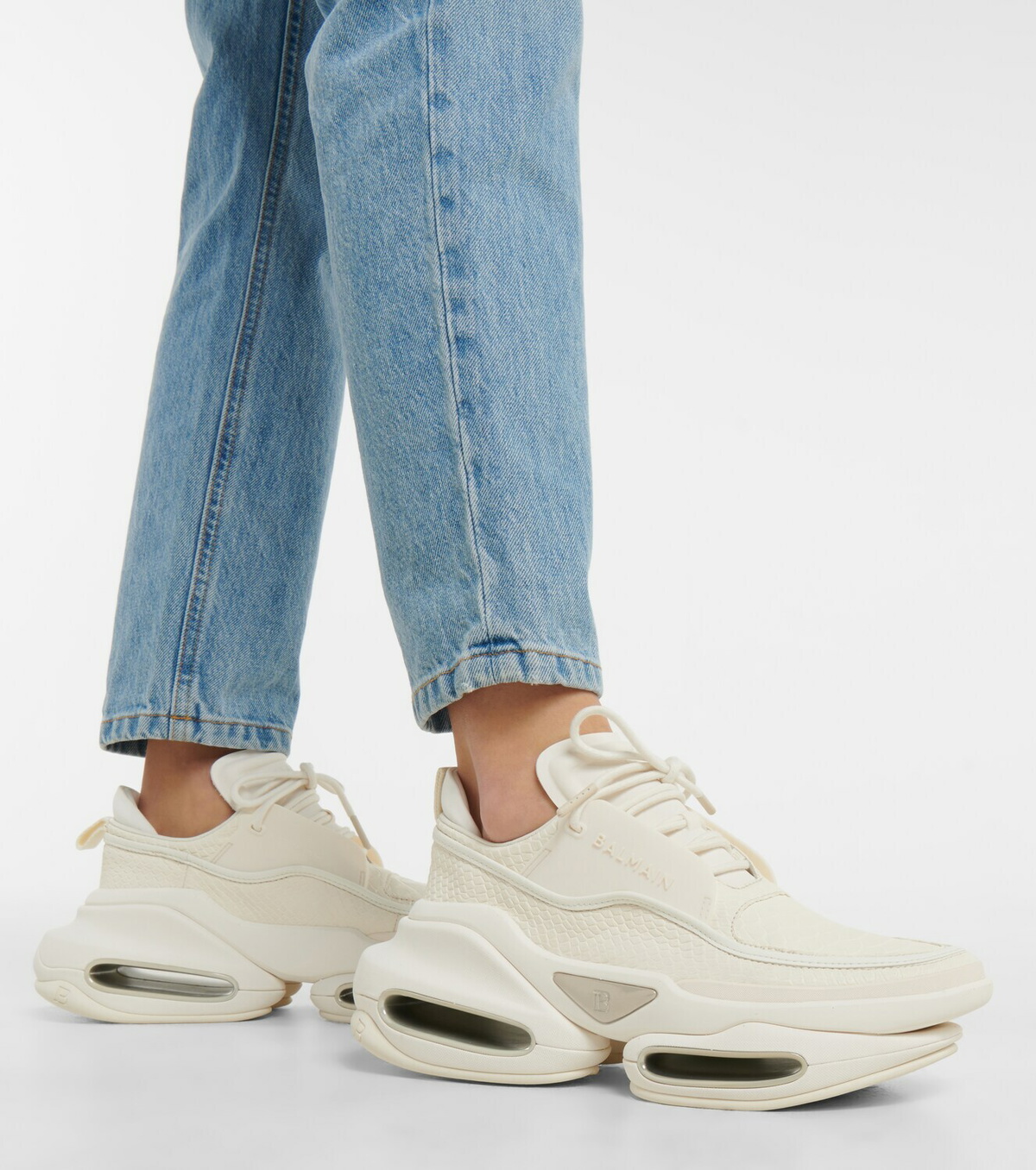 Balmain - BBold leather-trimmed sneakers Balmain