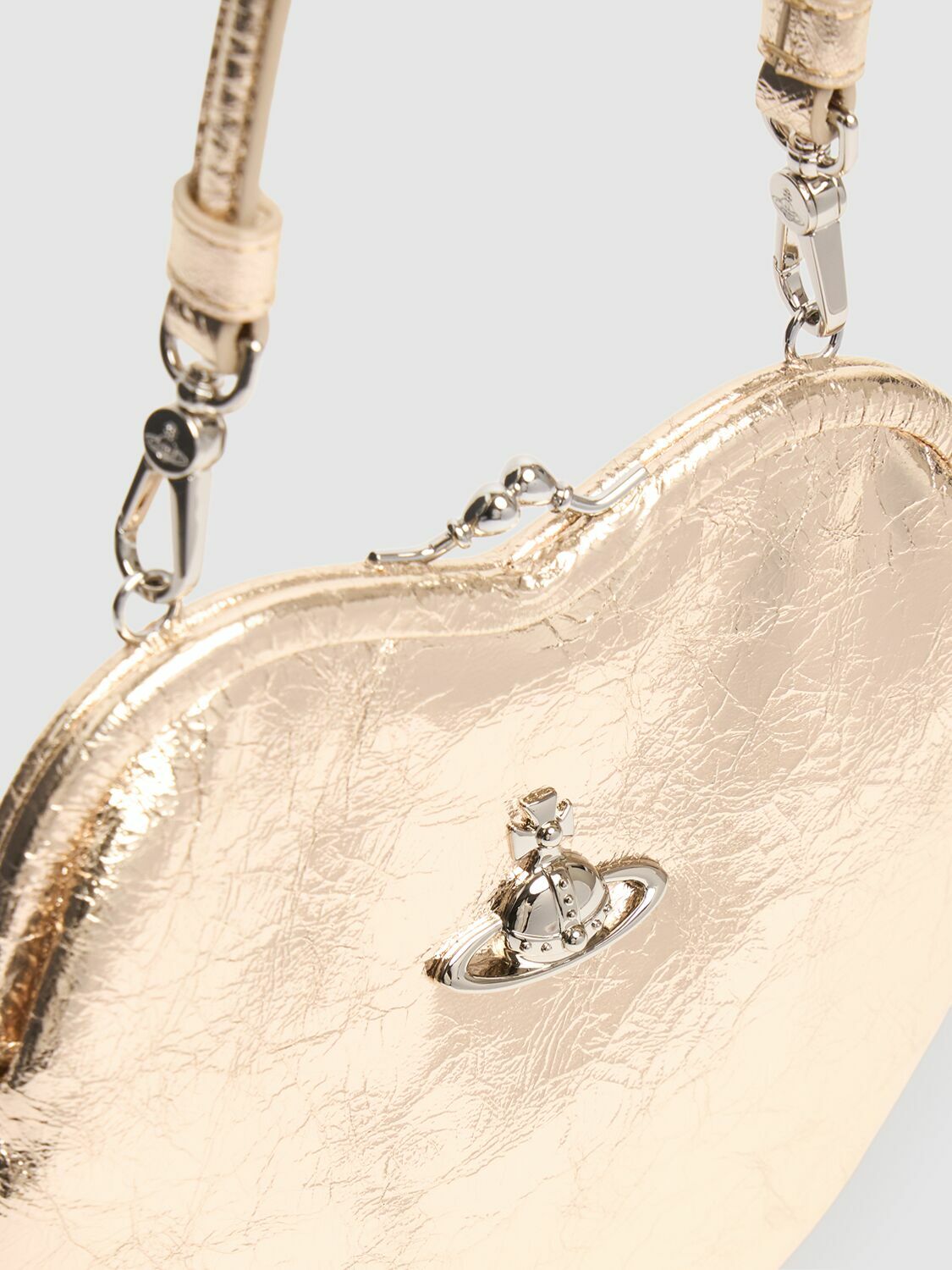 VIVIENNE WESTWOOD Belle Heart Frame Metallic Crinkle Purse Vivienne Westwood