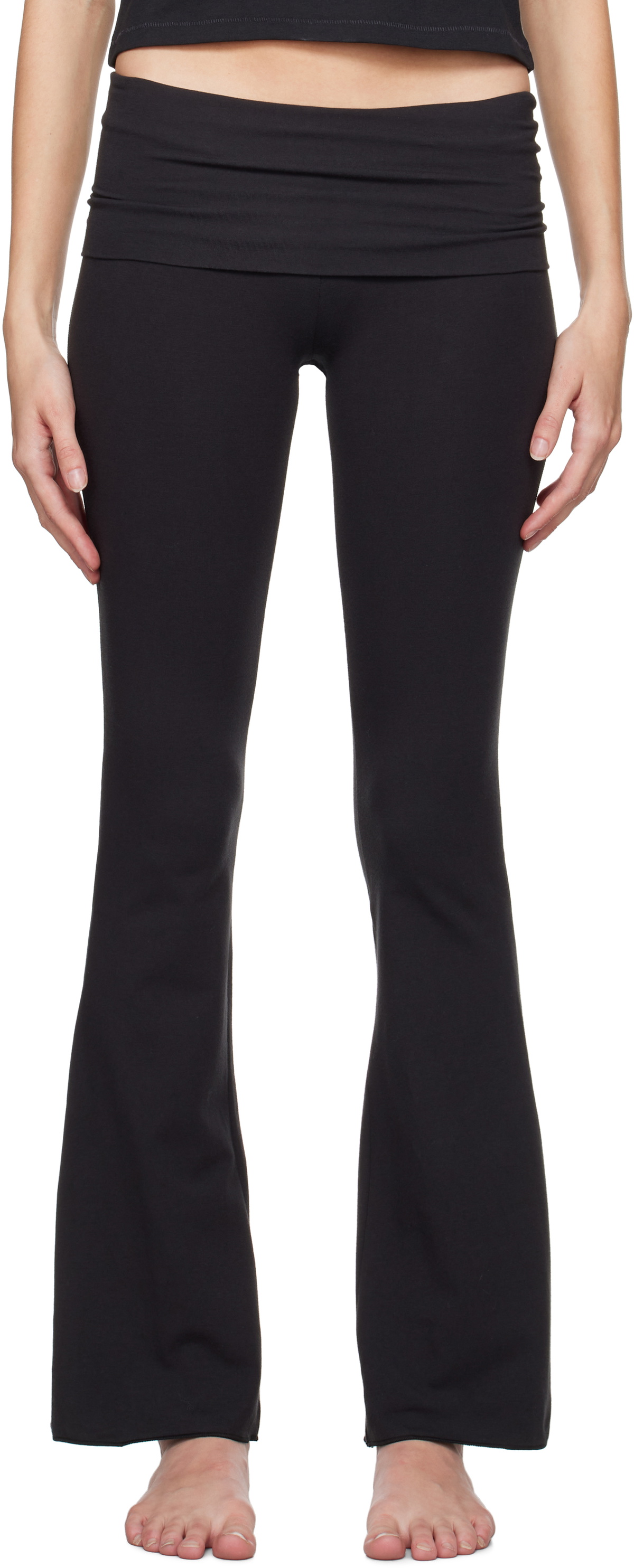 SKIMS Black Cotton Jersey Foldover Lounge Pants SKIMS