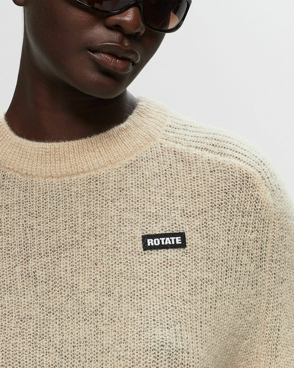 Rotate Birger Christensen Light Knit Logo Sweater Beige Pullovers ...