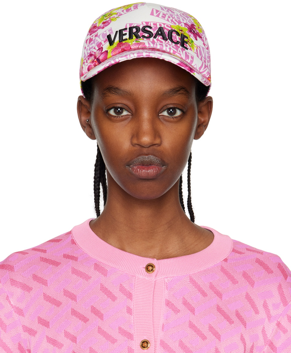 Versace White & Pink Printed Cap Versace