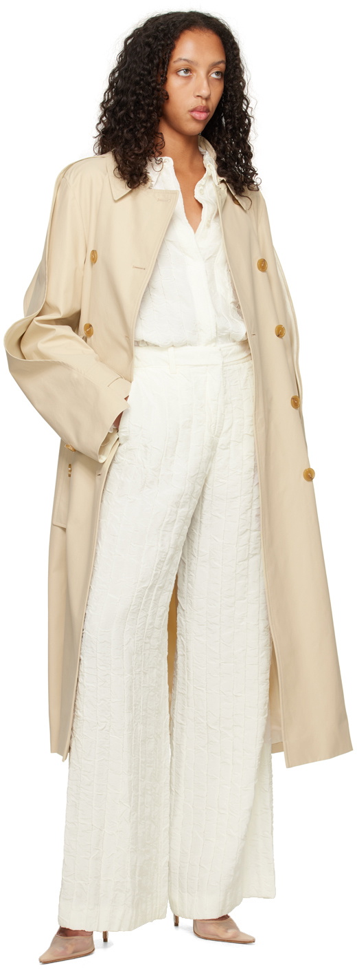 Nina Ricci Beige Gathered Trench Coat Nina Ricci