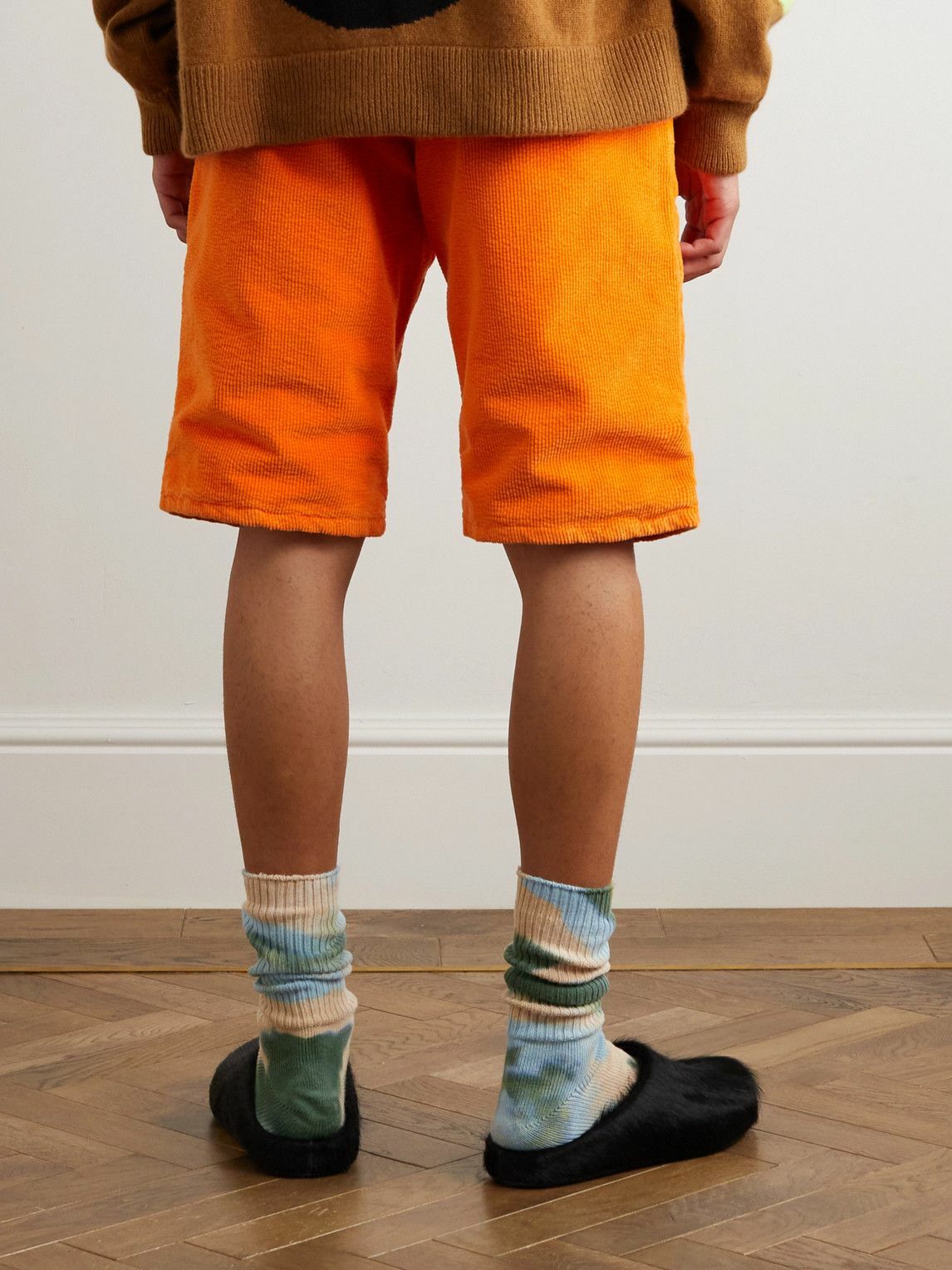ERL - Straight-Leg Cotton-Corduroy Shorts - Orange ERL