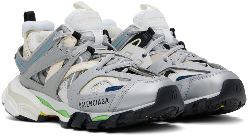 Balenciaga Silver & White Track Sneakers Balenciaga