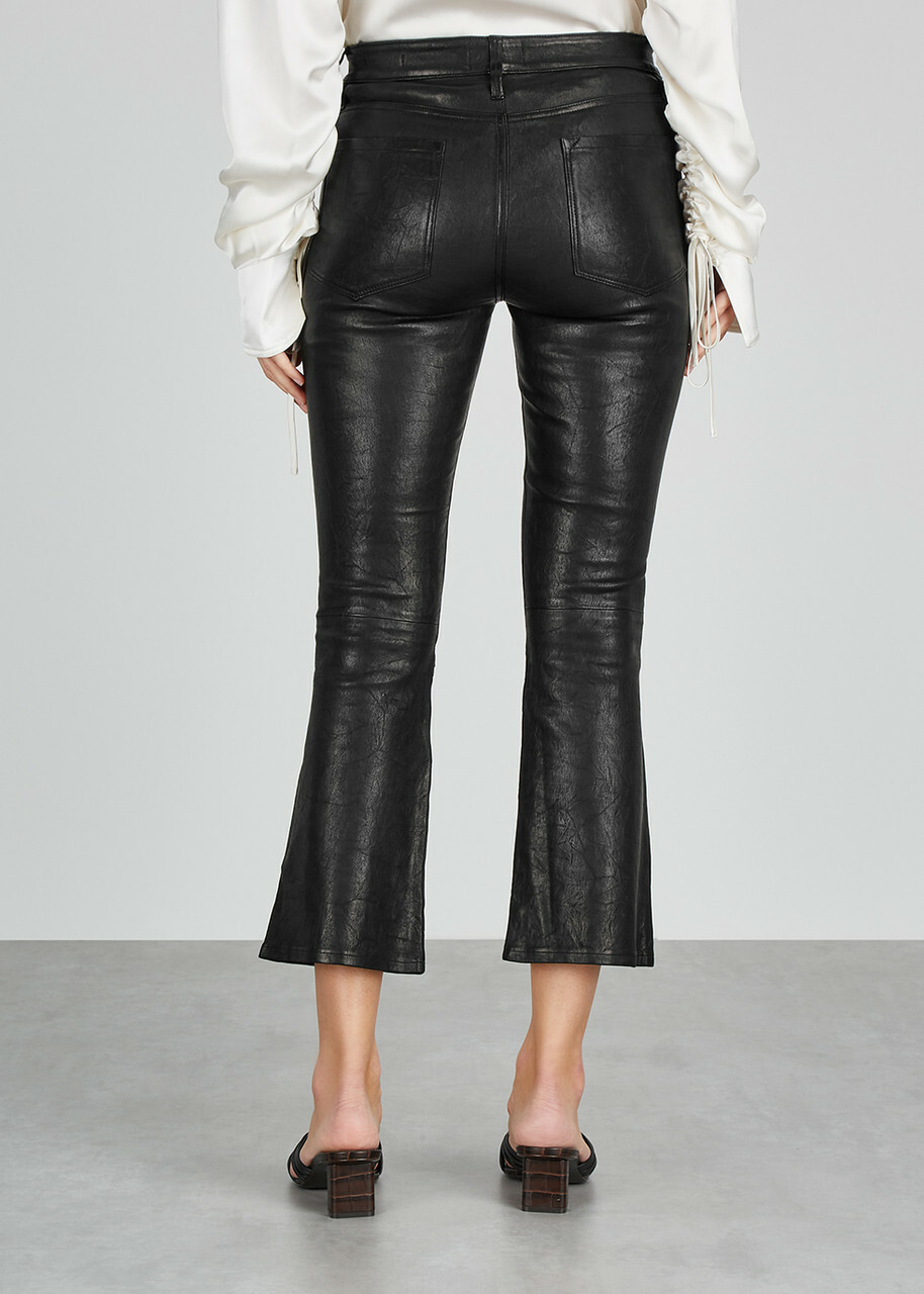 Frame Le Crop Mini Boot Leather Jeans Black Frame Denim