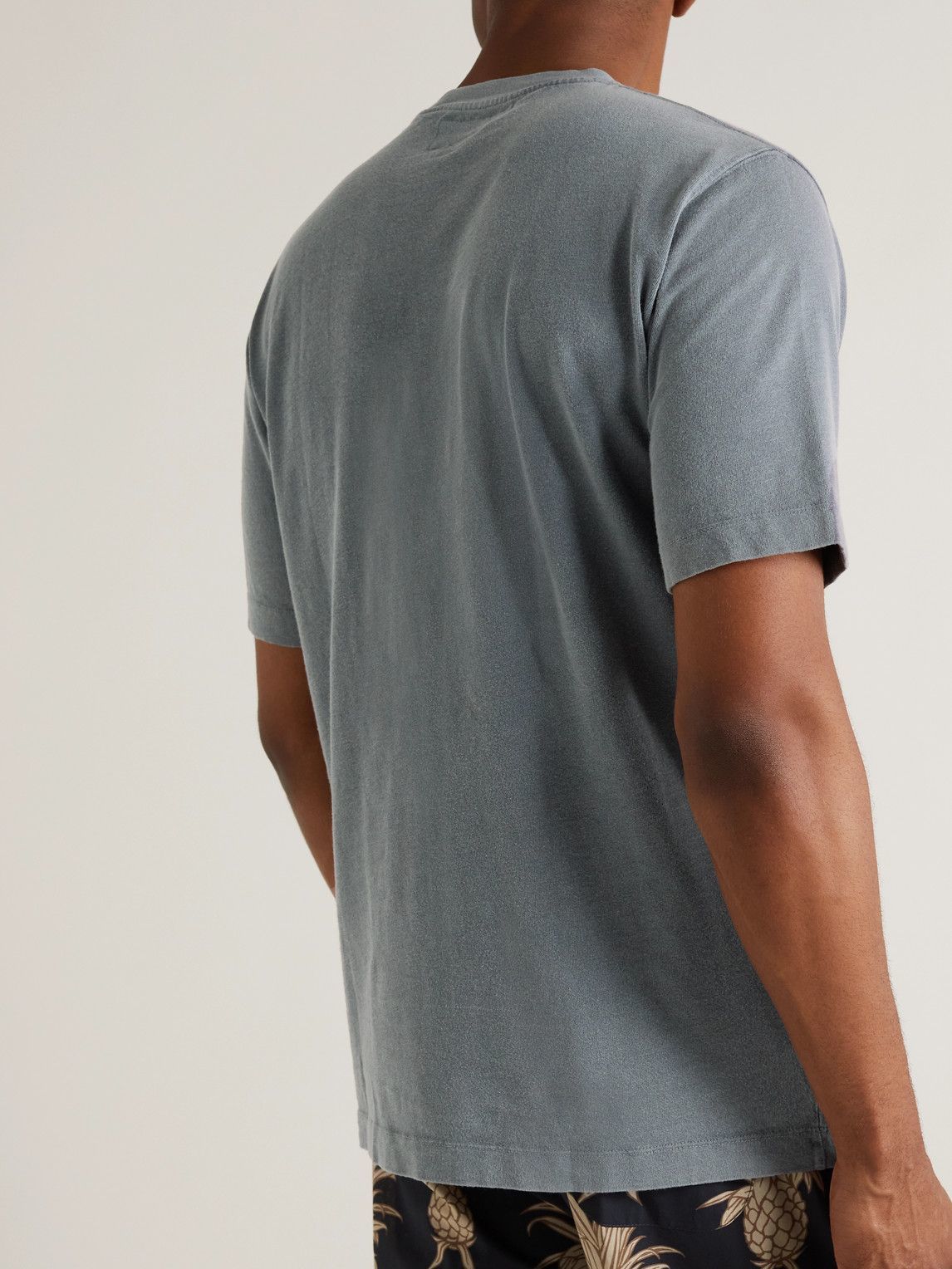 Desmond & Dempsey - Embroidered Cotton-Jersey T-Shirt - Gray Desmond ...
