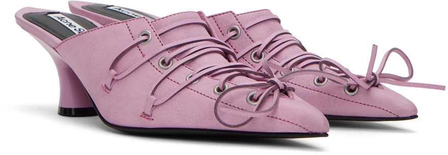 Acne Studios Pink Lace-up Heel Mules Acne Studios