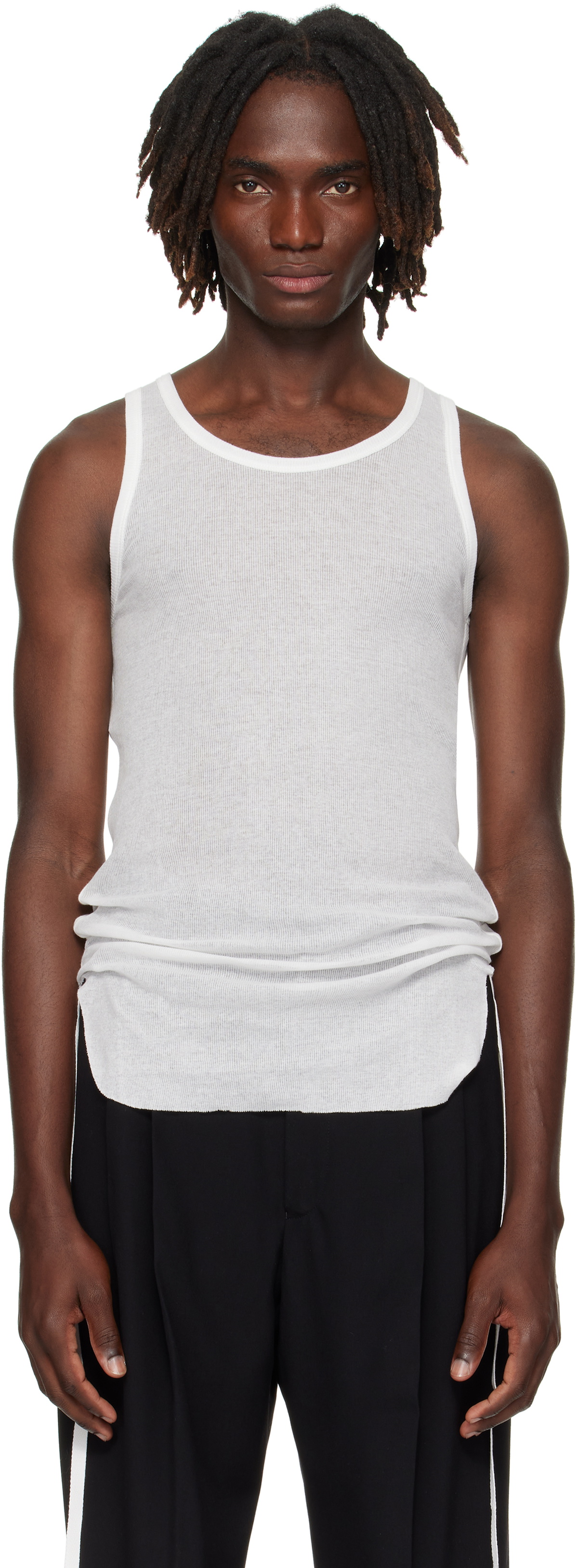 Ann Demeulemeester White Boris Wrinkled Cropped Tank Top Ann Demeulemeester