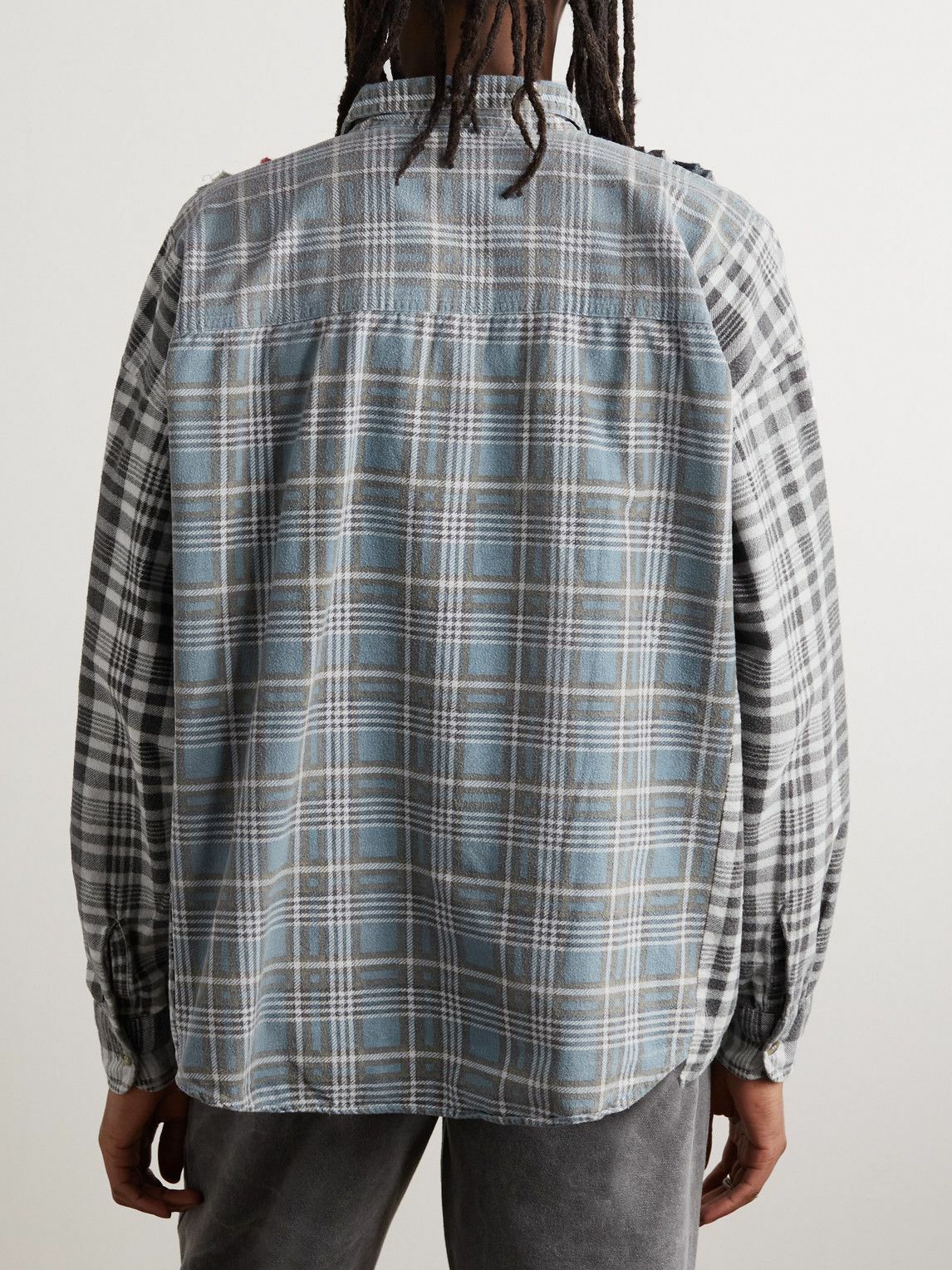 Needles - Patchwork Distressed Checked Cotton-Flannel Shirt Needles