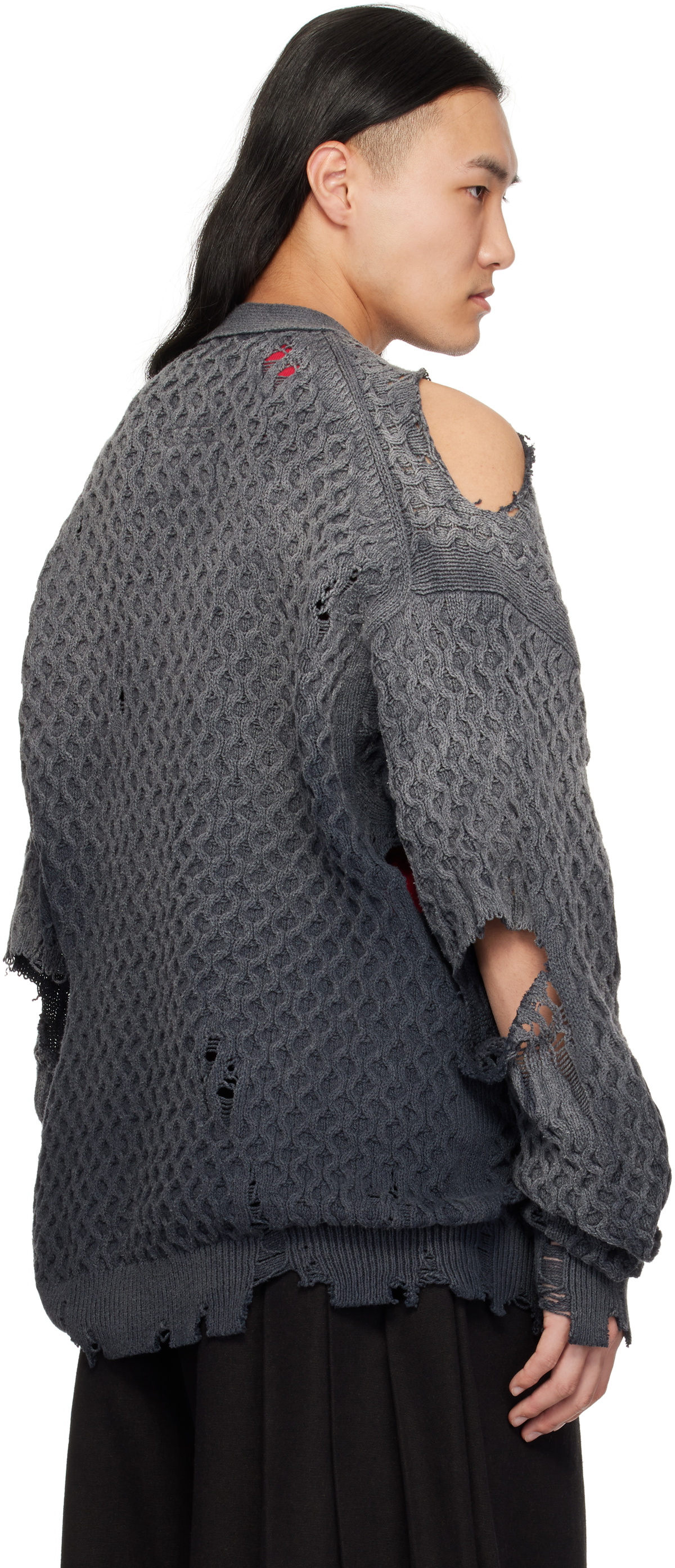 Maison MIHARA YASUHIRO Gray Sun Faded Like Knit Cardigan Maison MIHARA ...