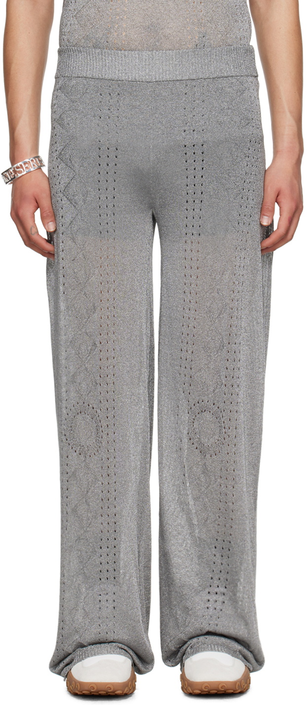 Marine Serre Silver Pointelle Trousers Marine Serre