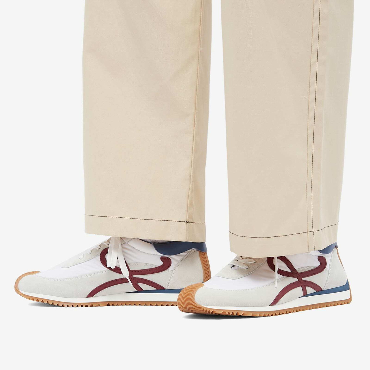 Loewe Men's Flow Runner Sneakers in Raw Denim/Raspberry Loewe