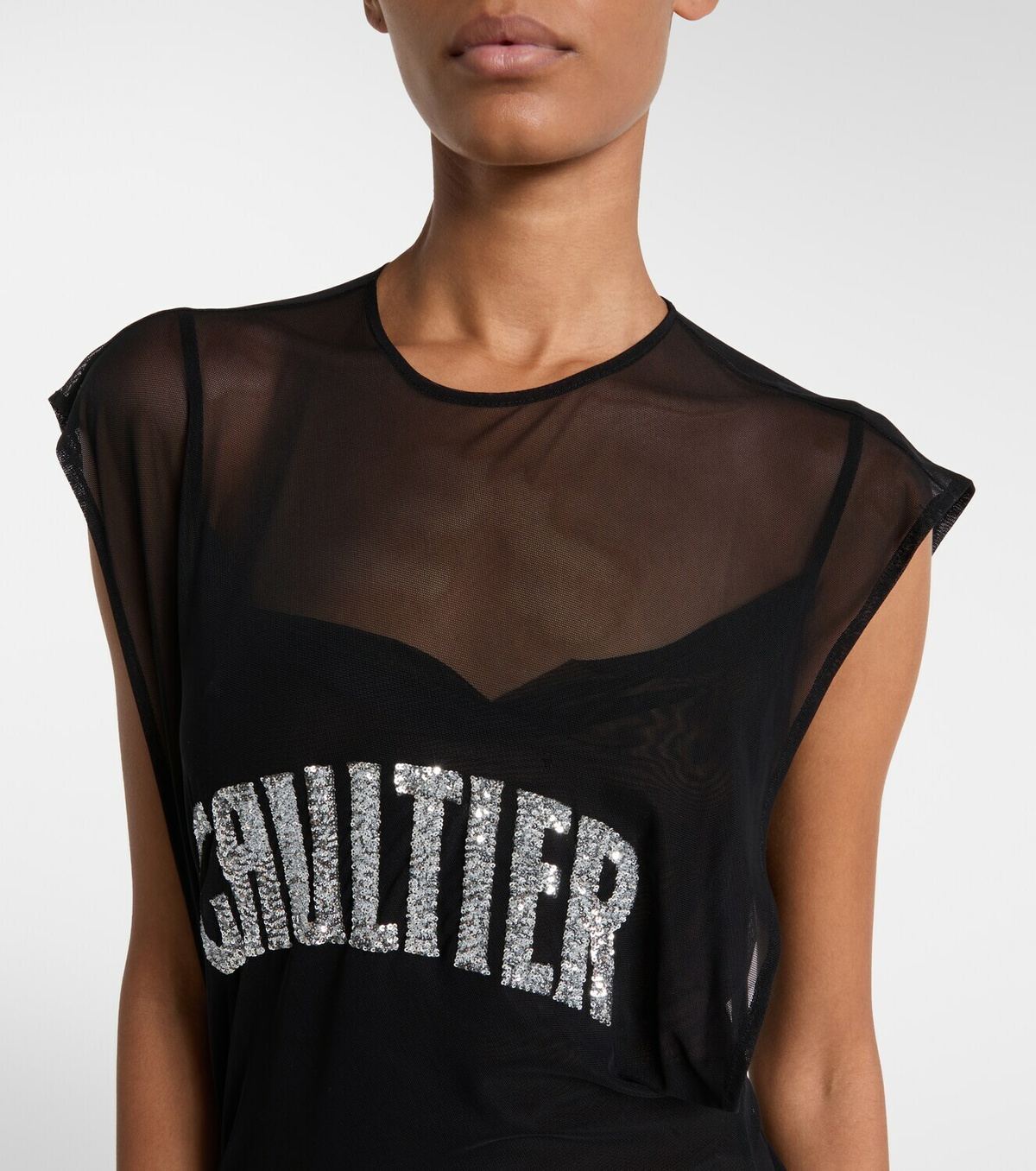 Jean Paul Gaultier Logo sequined mesh maxi dress Jean Paul Gaultier