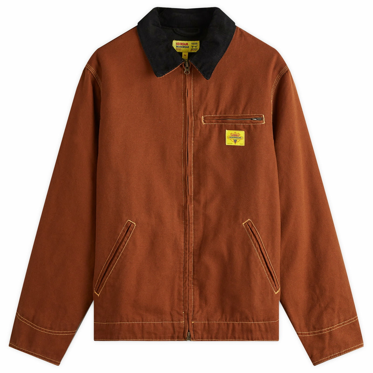 ICECREAM Men's Canvas Lined Work Jacket in Brown ICECREAM