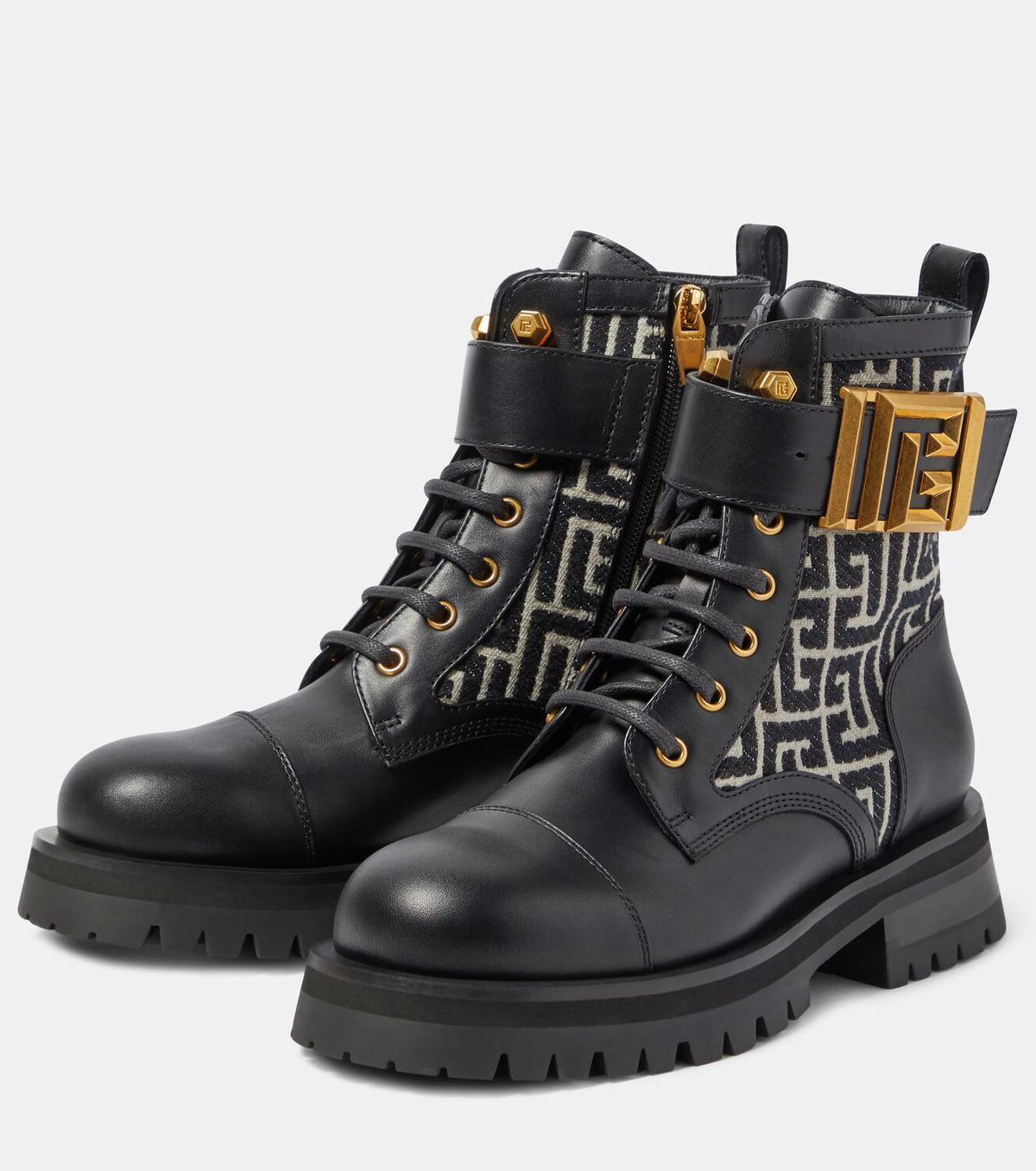 Balmain Charlie monogram leather combat boots Balmain