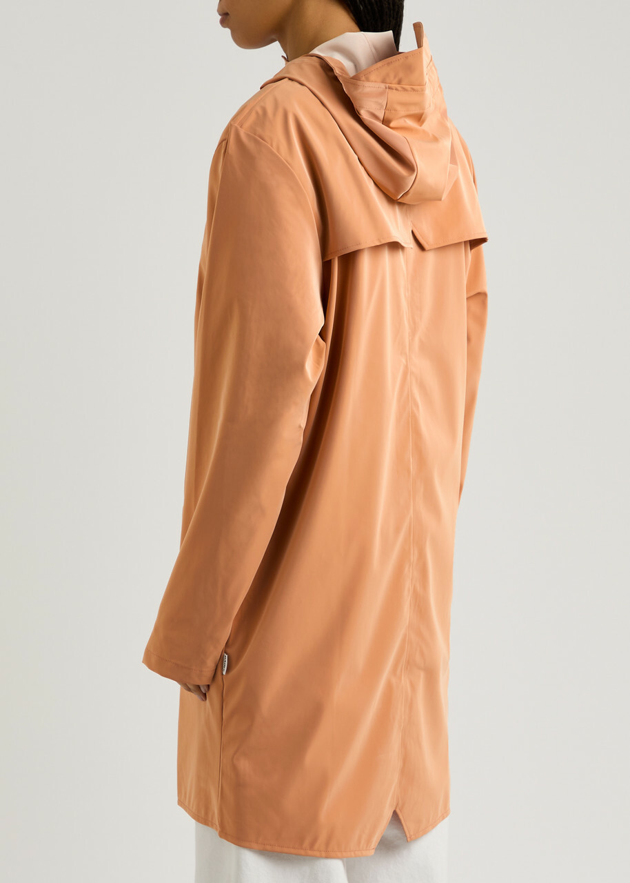 Rains Long Hooded Rubberised Jacket Peach Rains