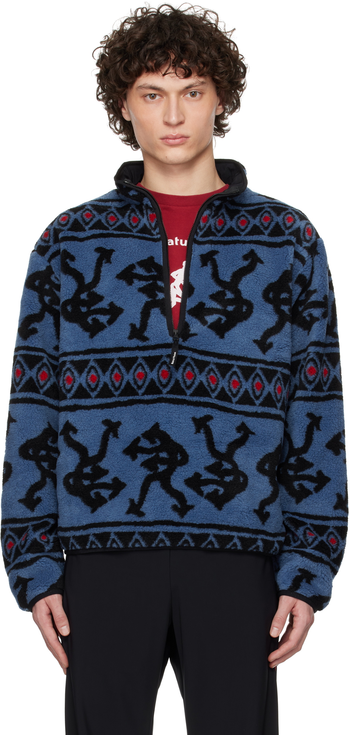 District Vision Blue Half-Zip Pile Fleece Jacket District Vision