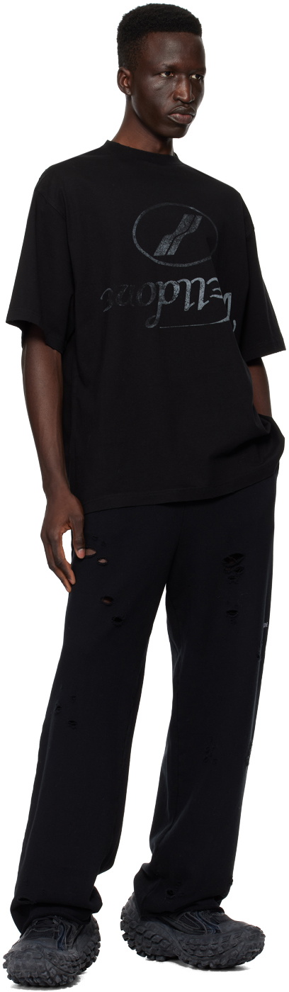 We11done Black Distressed Sweatpants We11done
