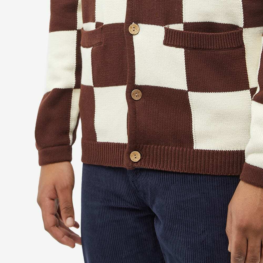 Checks Downtown Men's Checkerboard Cardigan in Brown And Cream Checks ...