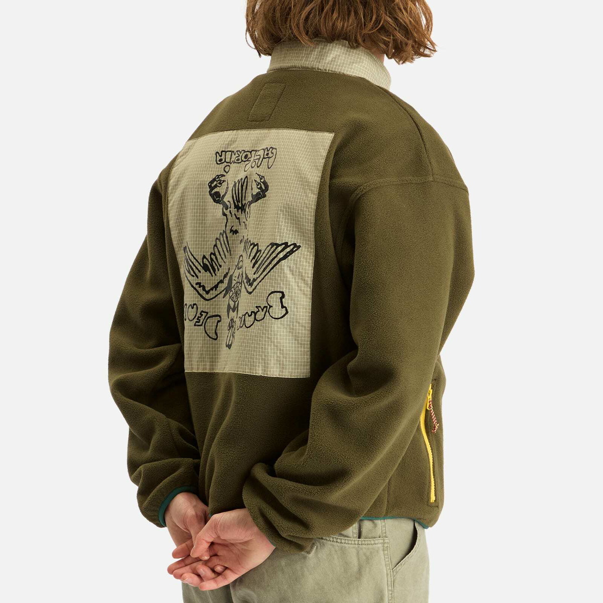 Brain Dead Men's Equipment Fleece Pullover Jacket in Olive Brain Dead