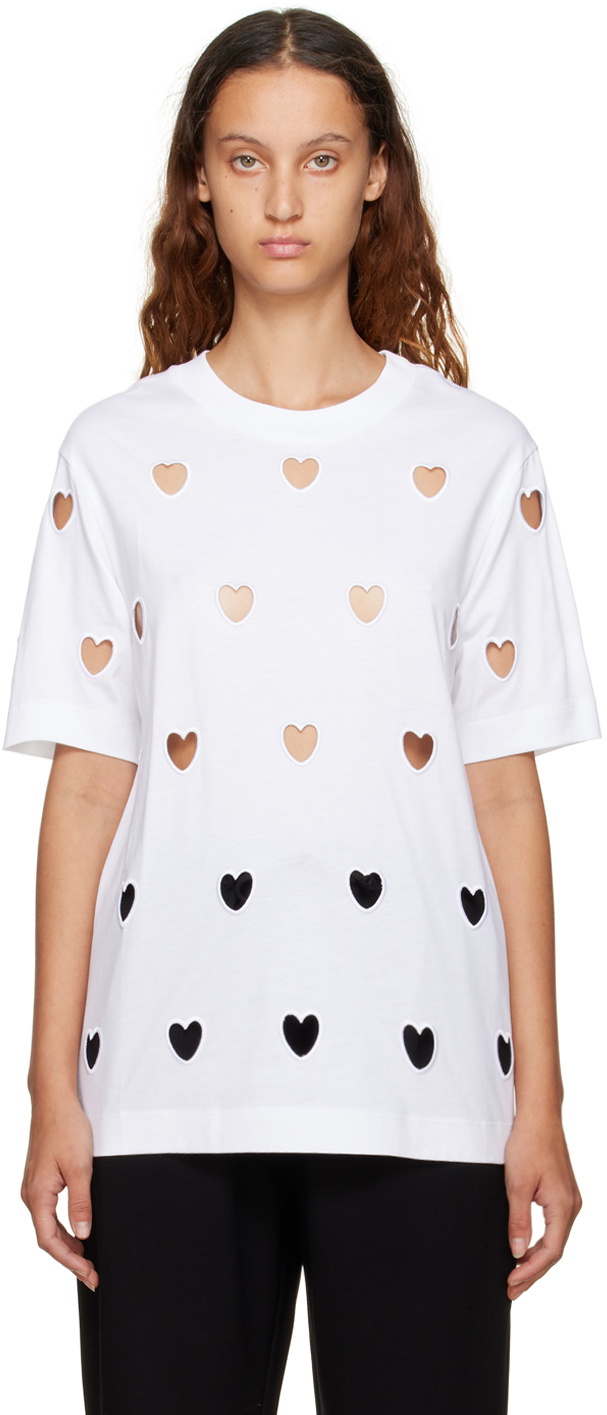 Simone Rocha White Heart Cut Out T-Shirt Simone Rocha