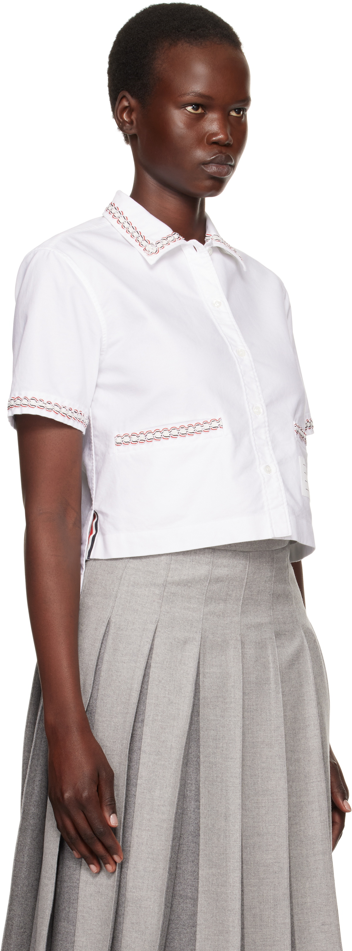 Thom Browne White Drop Back Cropped Shirt Thom Browne