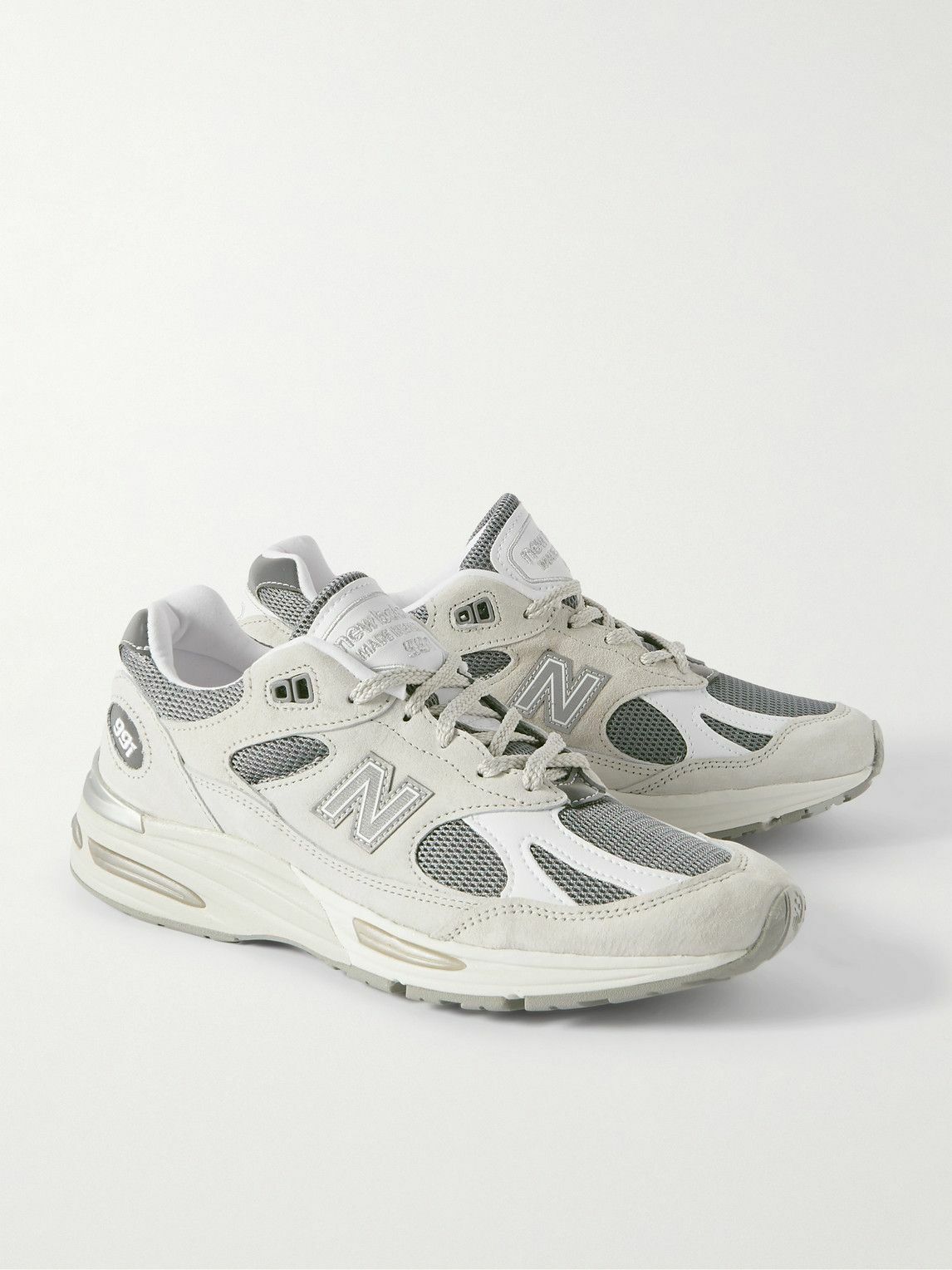 New Balance - Logo-Embroidered Mesh and Faux Leather-Trimmed Suede ...